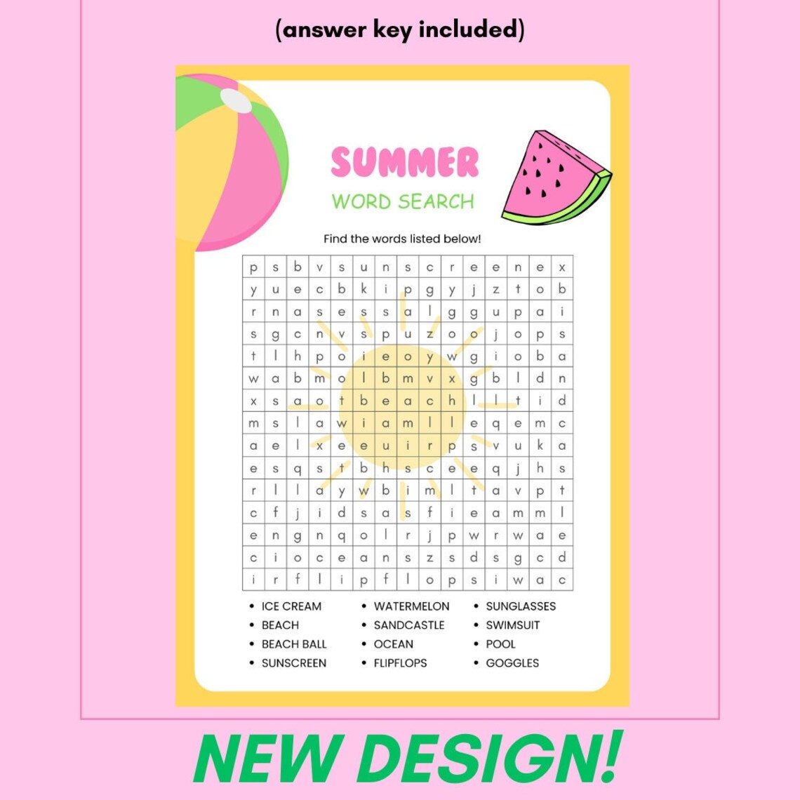 Summer Themed Word Search, Activity Sheet, Printable Activity for Kids ...