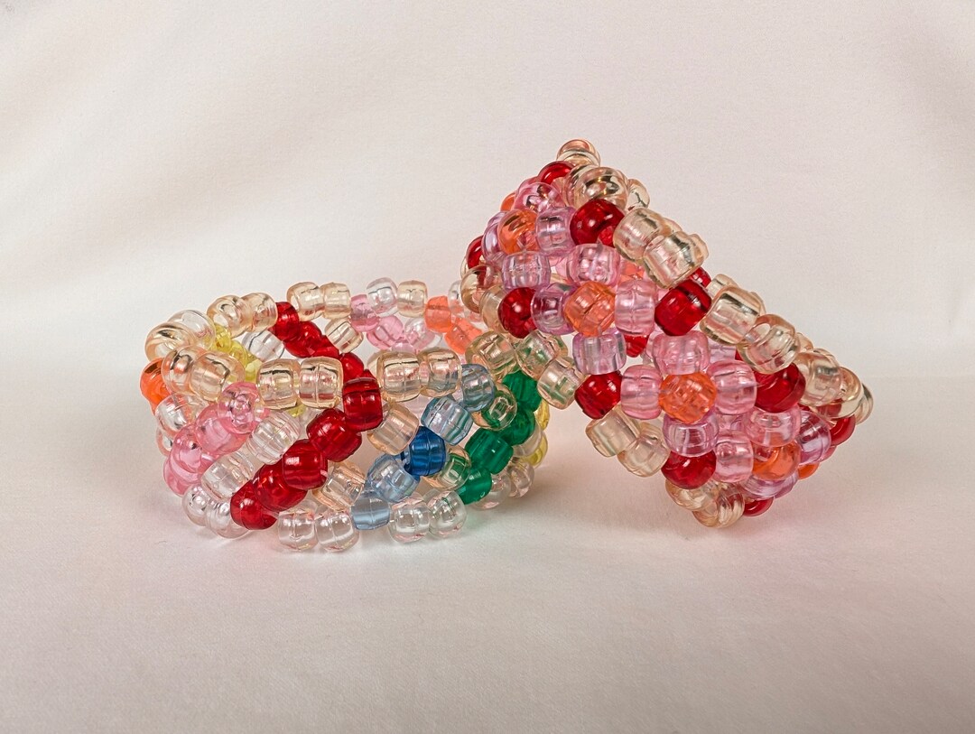 Rainbow Translucent Kandi Cuffs X-base Made With Vintage 2005 Beads ...