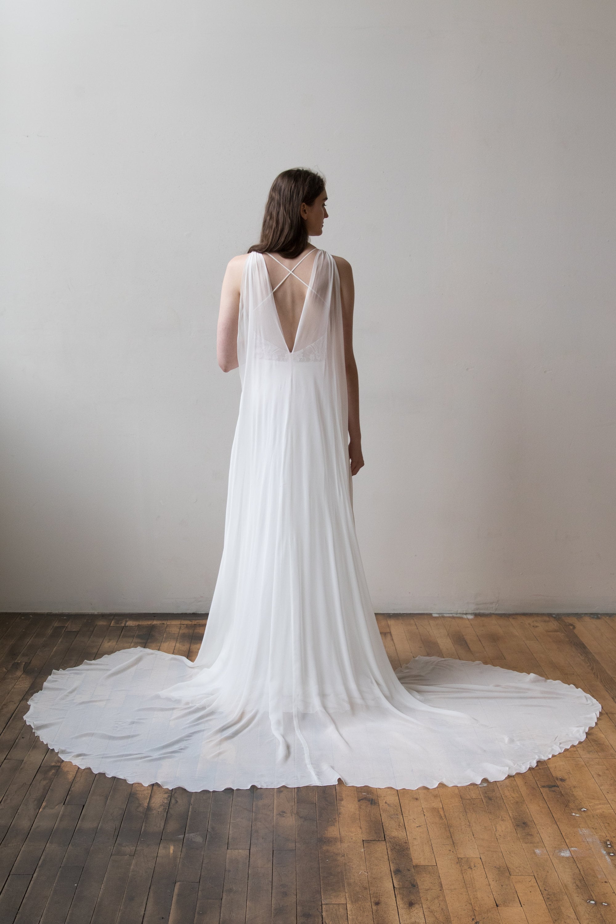 Vida - Silk Chiffon Deep V Neck Aline Wedding Dress - Etsy