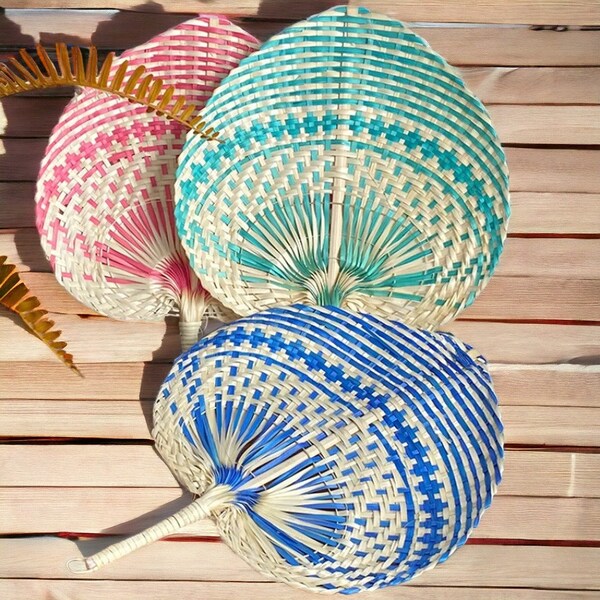 Palm Leaf Hand Fans - Etsy