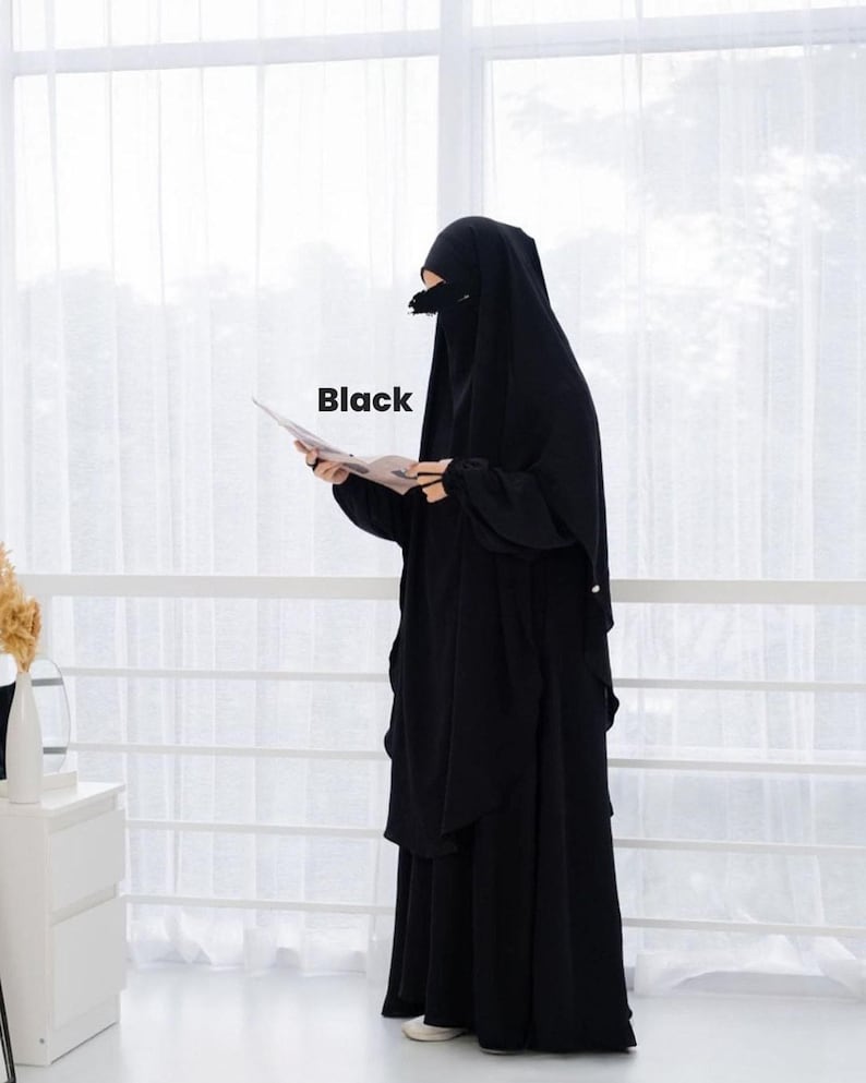 Modest Abaya Khimar Set: Azzura Crinkle Islamic Prayer Dress - Etsy