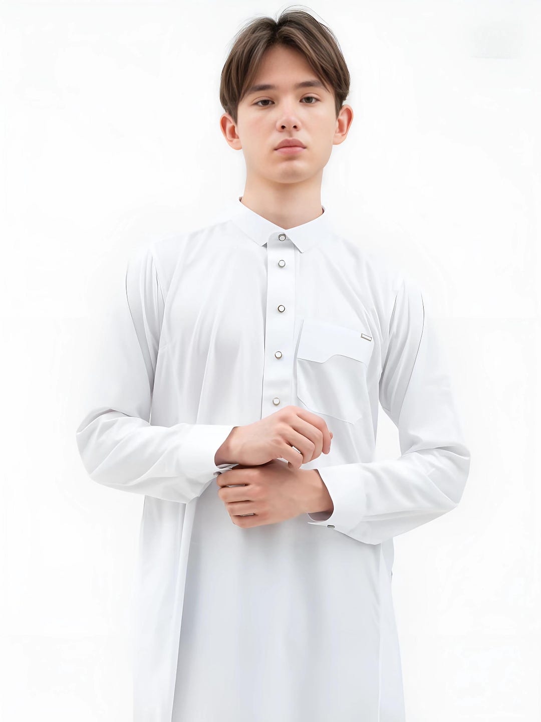Men's Slim Fit Jubba Thobe: Islamic Robe With Shirt Collar - Etsy