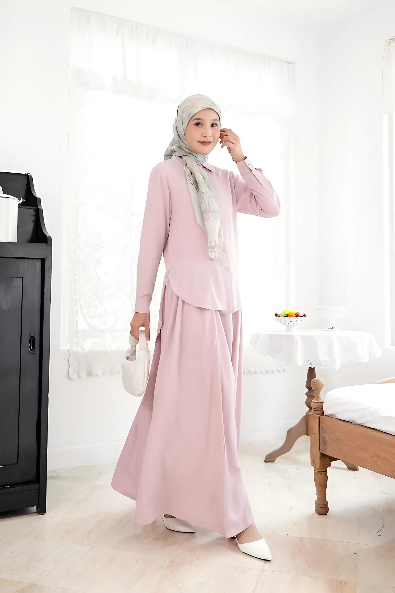 Tencela Muslimah Outfit: Collared Tunic Skirt Set - Ramadan Eid ...