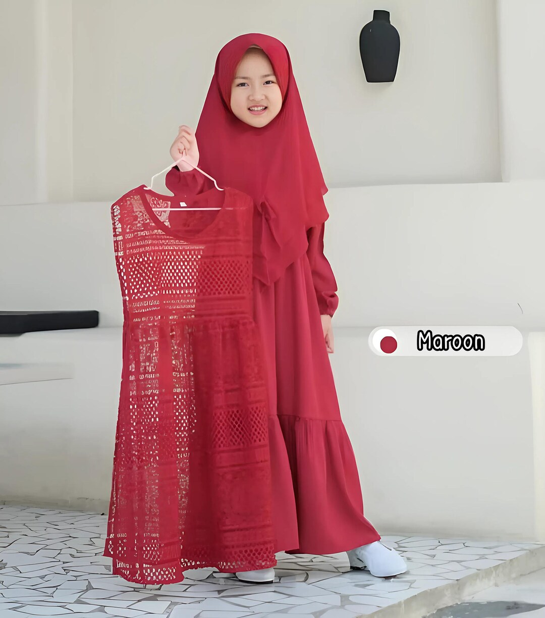 Girls' Modest Dress With Hijab & Outer: Custom Islamic Eid Outfit - Etsy