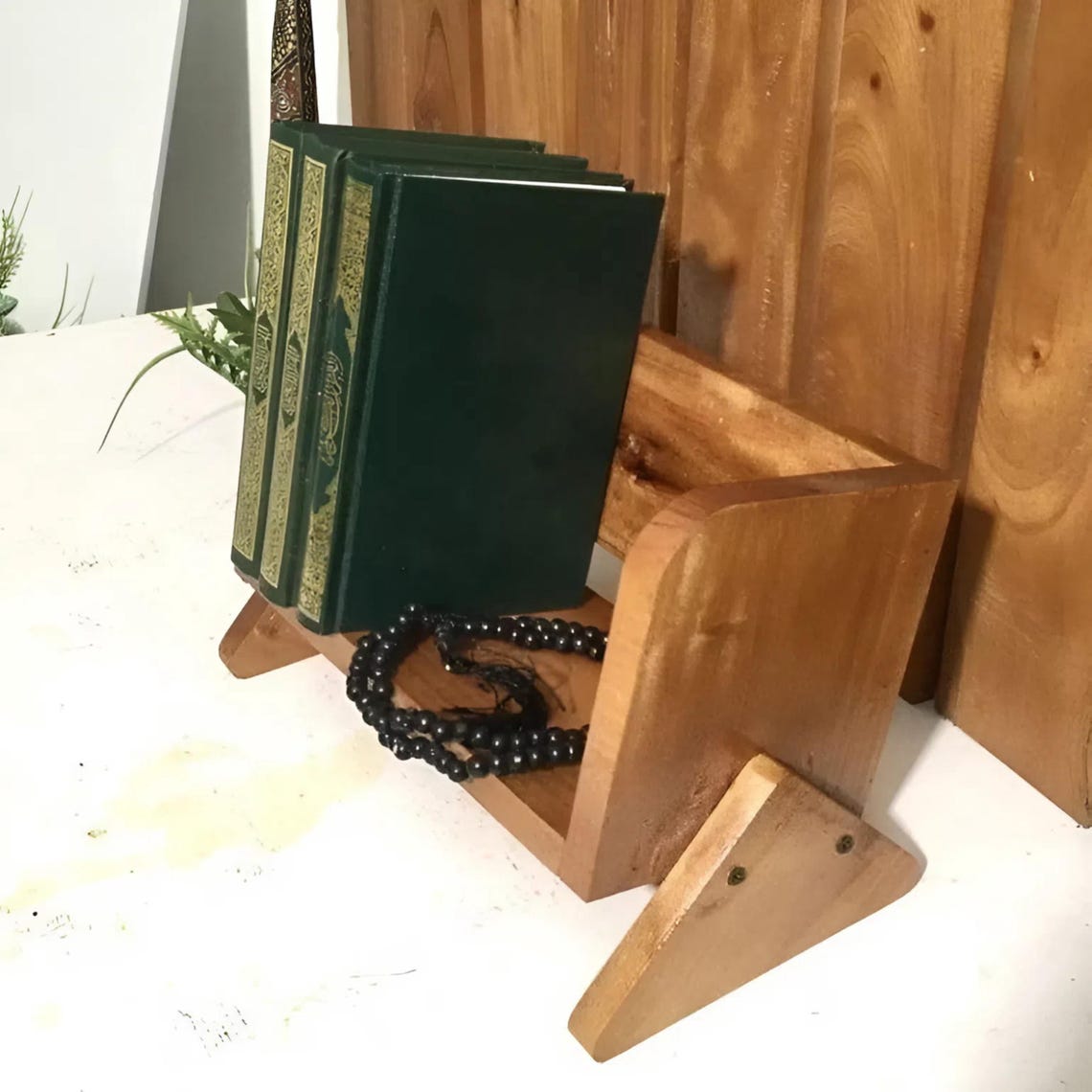 Handcrafted Solid Mahogany Wooden Book Rack | Minimalist Quran Holder ...