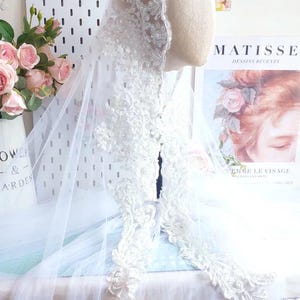 Muslim Bridal Hijab Wedding Veil With Beaded Lace - Etsy