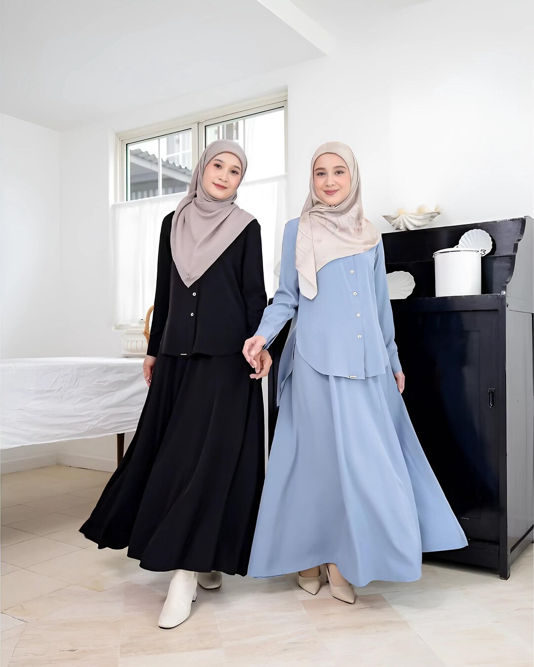 Tencela Muslimah Outfit: Collared Tunic Skirt Set - Ramadan Eid ...