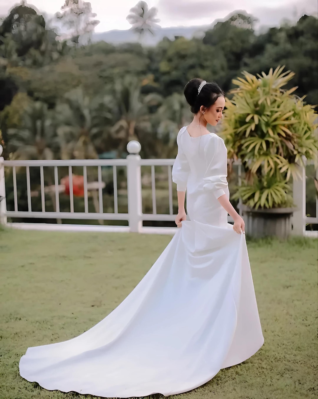 Elegant Maternity Photoshoot Dress: Scuba Fabric Wedding Gown, Custom ...