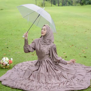 Shimmer Cradenza Silk Abaya Dress: Muslim Princess Gown With Hijab - Etsy