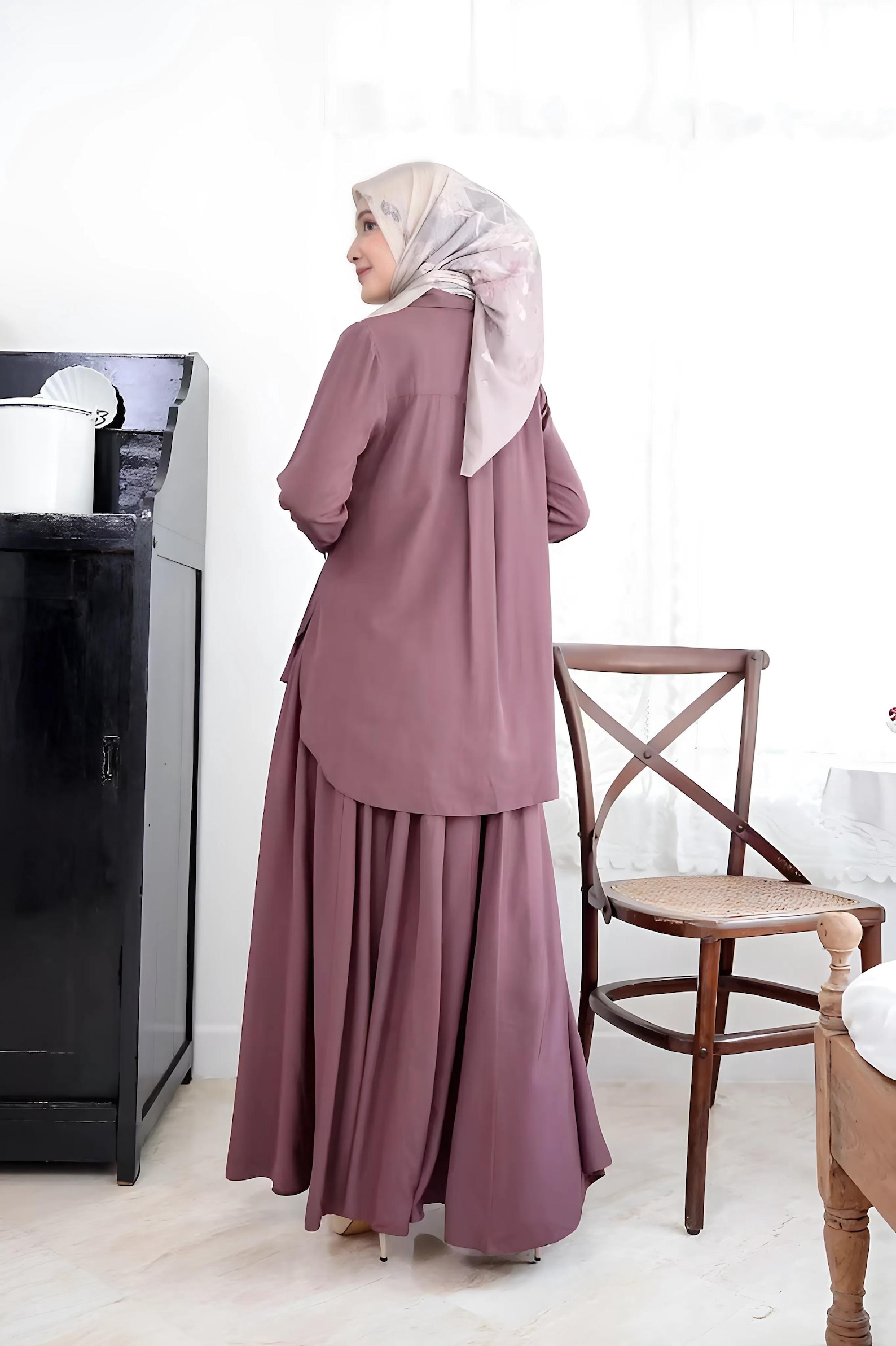 Tencela Muslimah Outfit: Collared Tunic Skirt Set - Ramadan Eid ...
