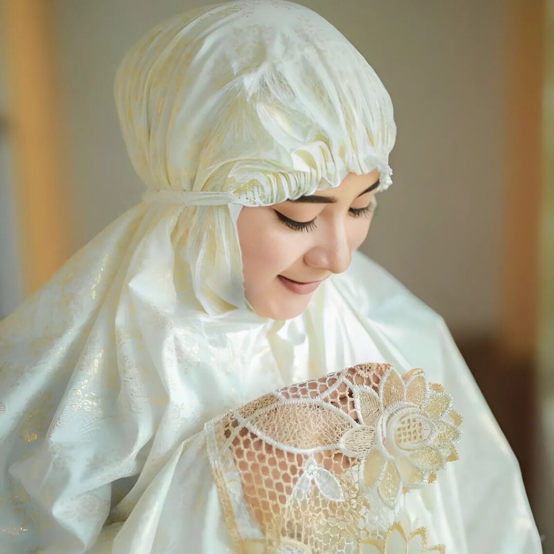 Elegant Cotton Prayer Dress With Lace, Free Tasbih & Bag - Etsy