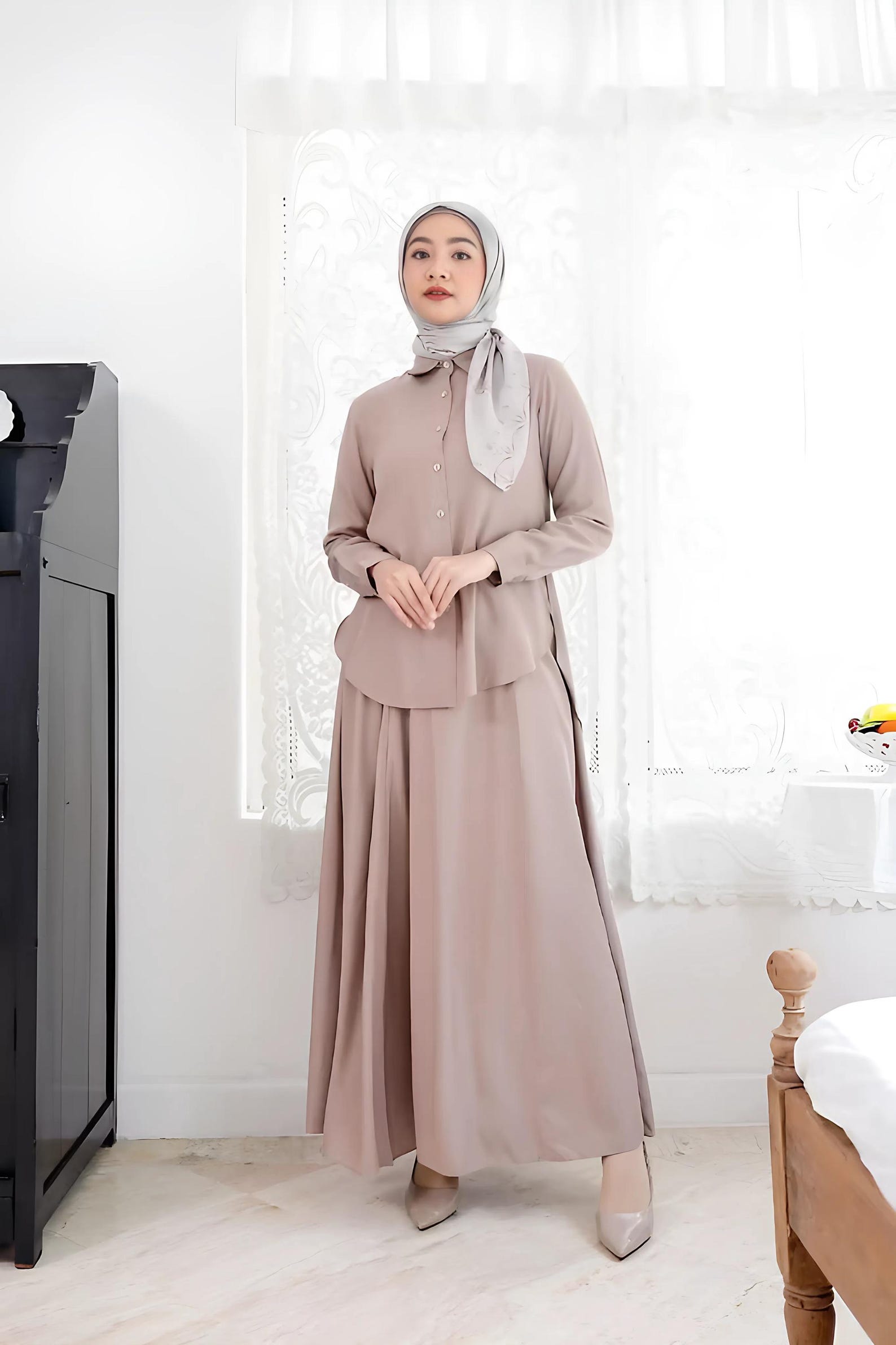Tencela Muslimah Outfit: Collared Tunic Skirt Set - Ramadan Eid ...