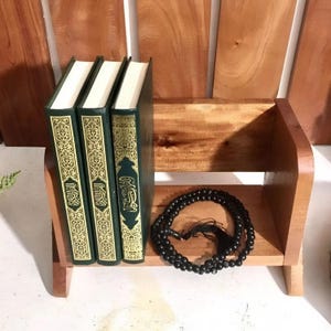 Handcrafted Solid Mahogany Wooden Book Rack | Minimalist Quran Holder ...