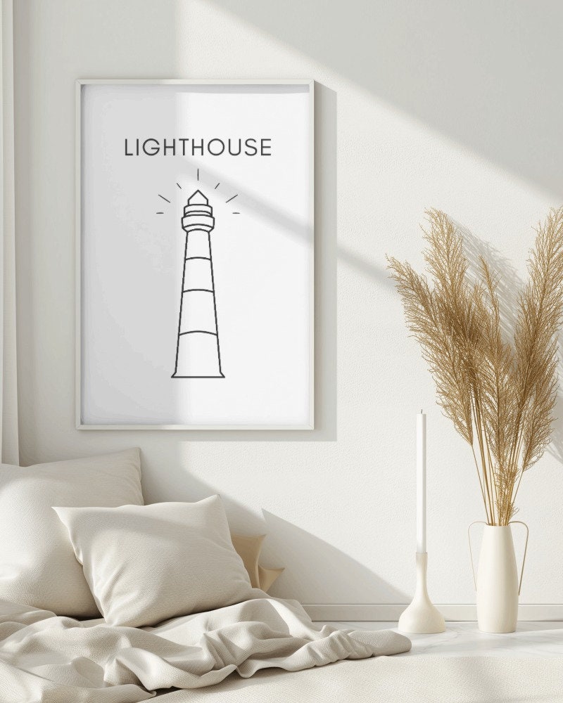 Lighthouse Digital Art Lighthouse Wall Art Coastal Wall Art Nautical ...