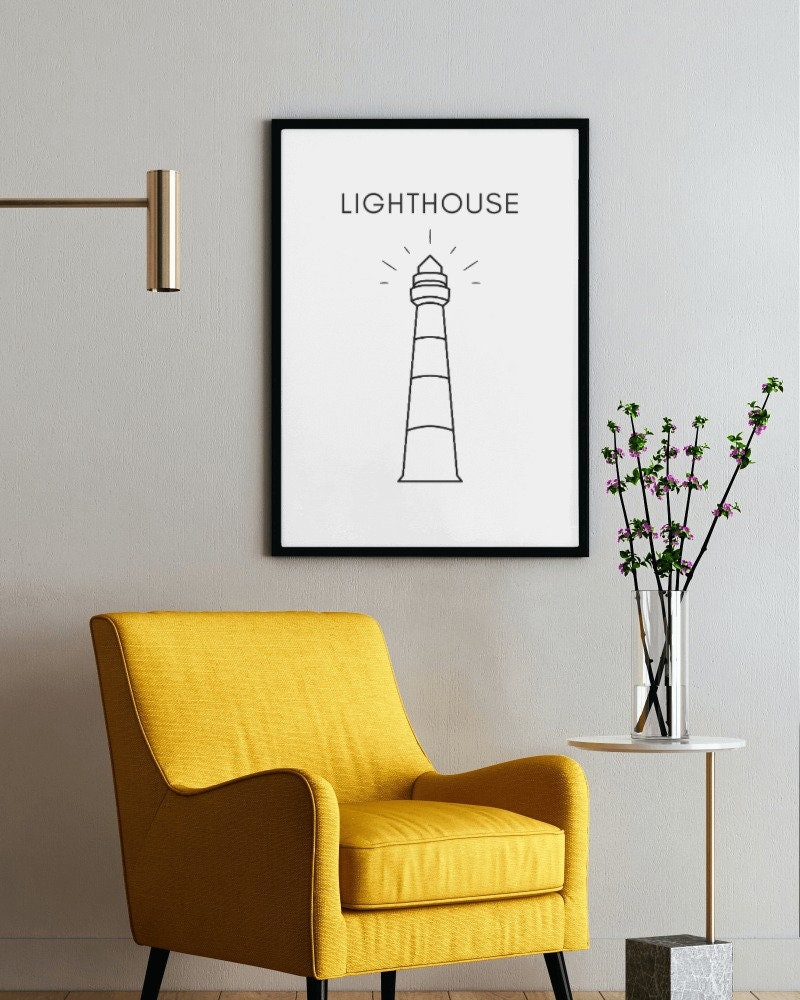 Lighthouse Digital Art Lighthouse Wall Art Coastal Wall Art Nautical Wall Art Lighthouse Art ...