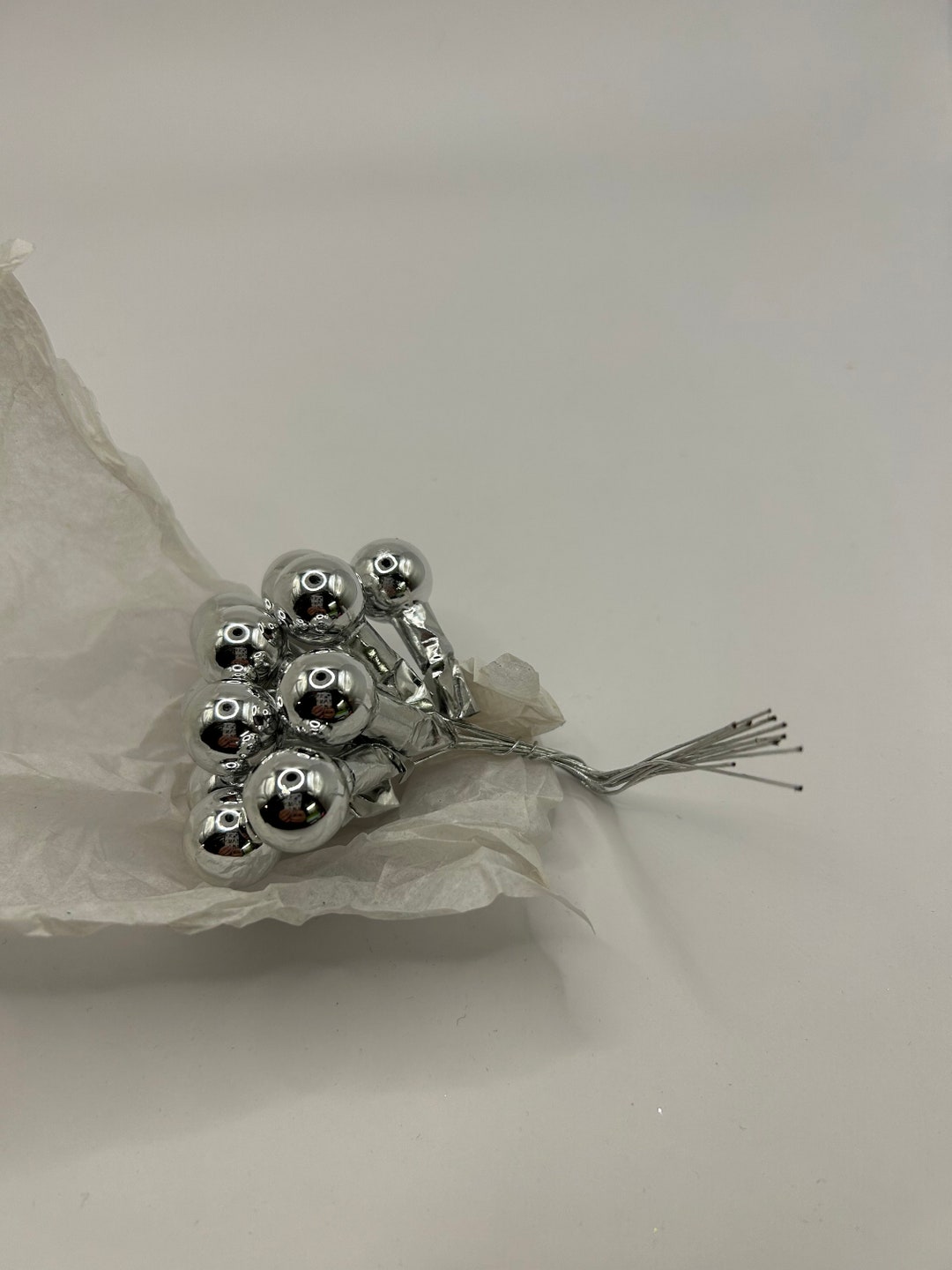 Silver Glass Ball Picks - 16mm - Qty of 12 Each Glass Christmas Ball ...