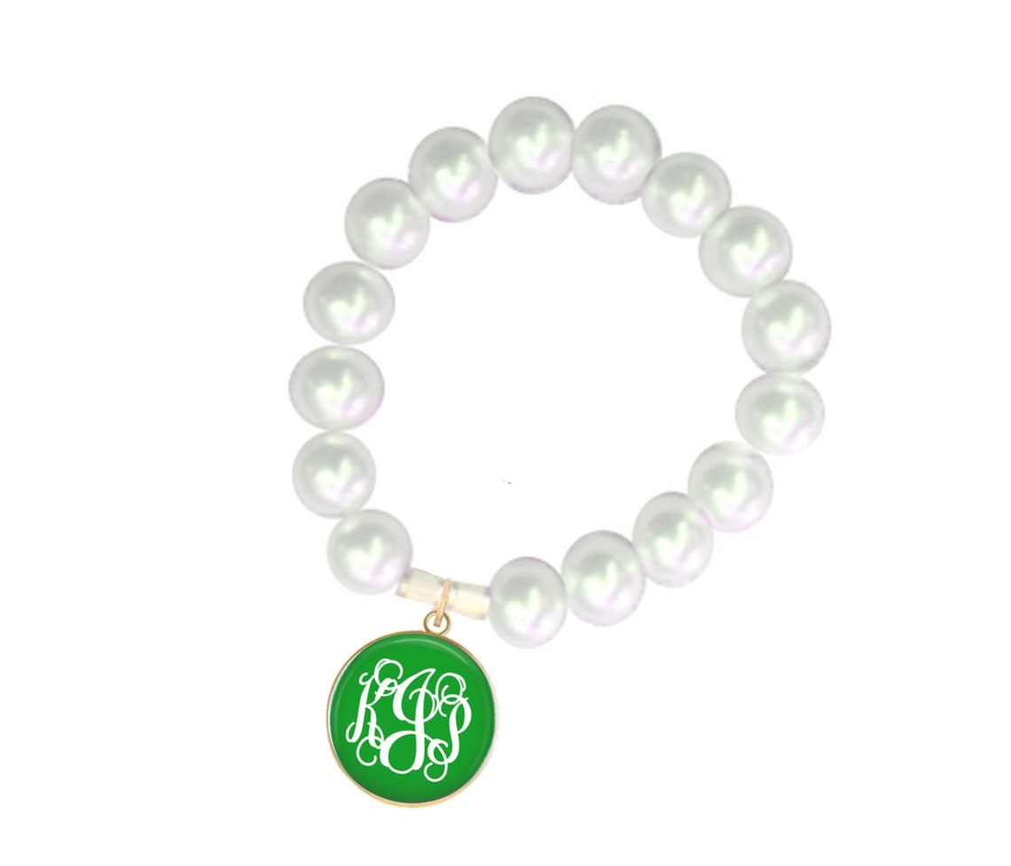 Monogram Necklace, Kelly Green Monogram Jewelry, Monogram Bracelet ...