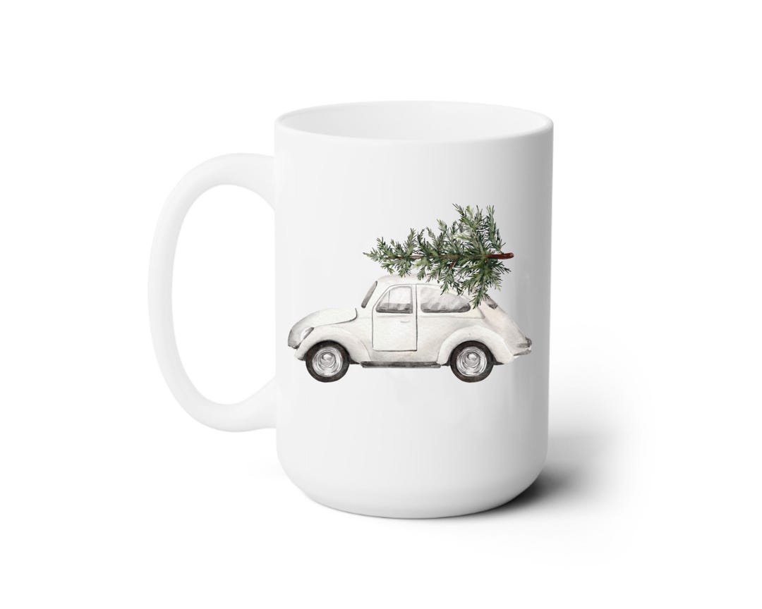 Neutral Christmas Tree on Car Mug - Etsy