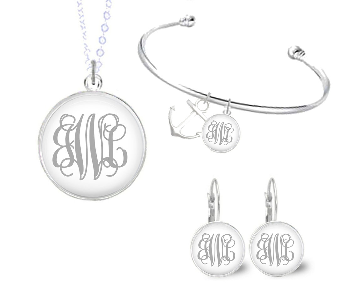 Classic Monogram Necklace, Classic Monogram Earrings, Preppy Monogram ...