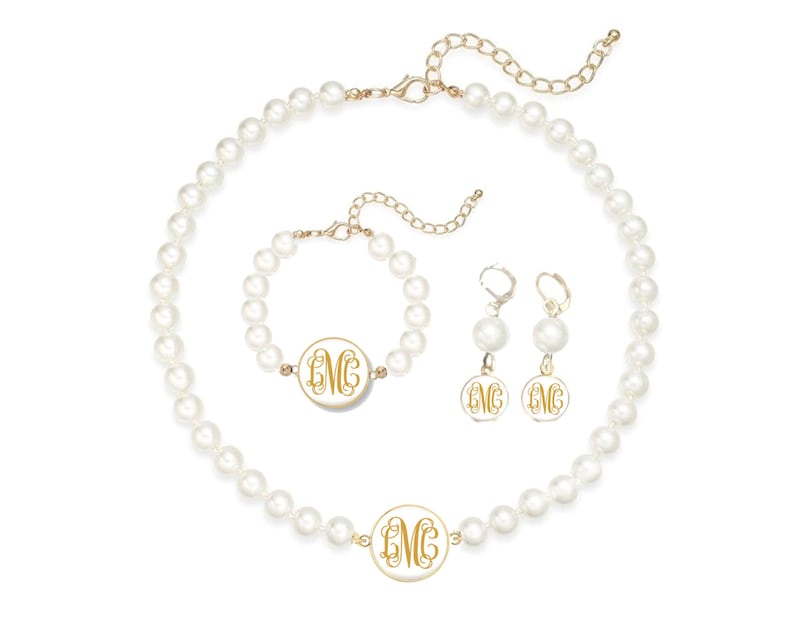 Pearl Monogram Jewelry, Pearl Monogram Necklace, Pearl Monogram ...