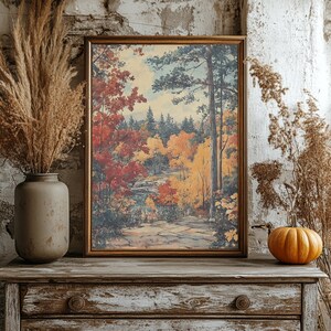 Vintage Fall Foliage Poster Fall Wall Decor Retro Fall Print Fall Wall ...