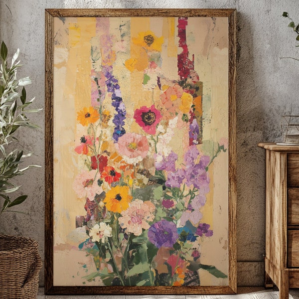 Floral Print Mid Century Style Boho Wildflowers Poster Vintage Floral ...