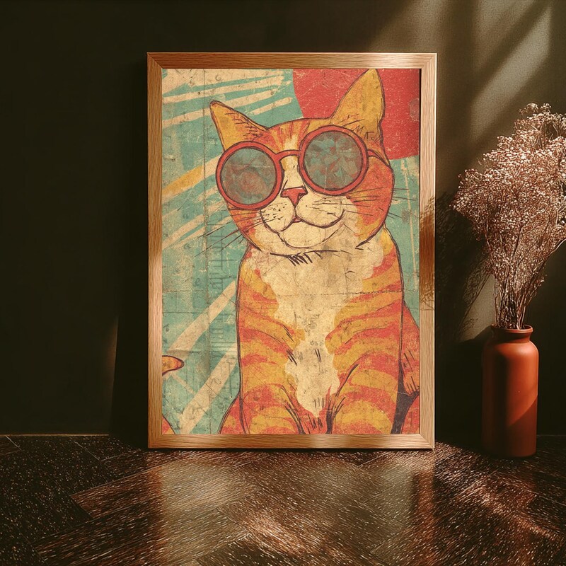 Funky Cat Art - Etsy