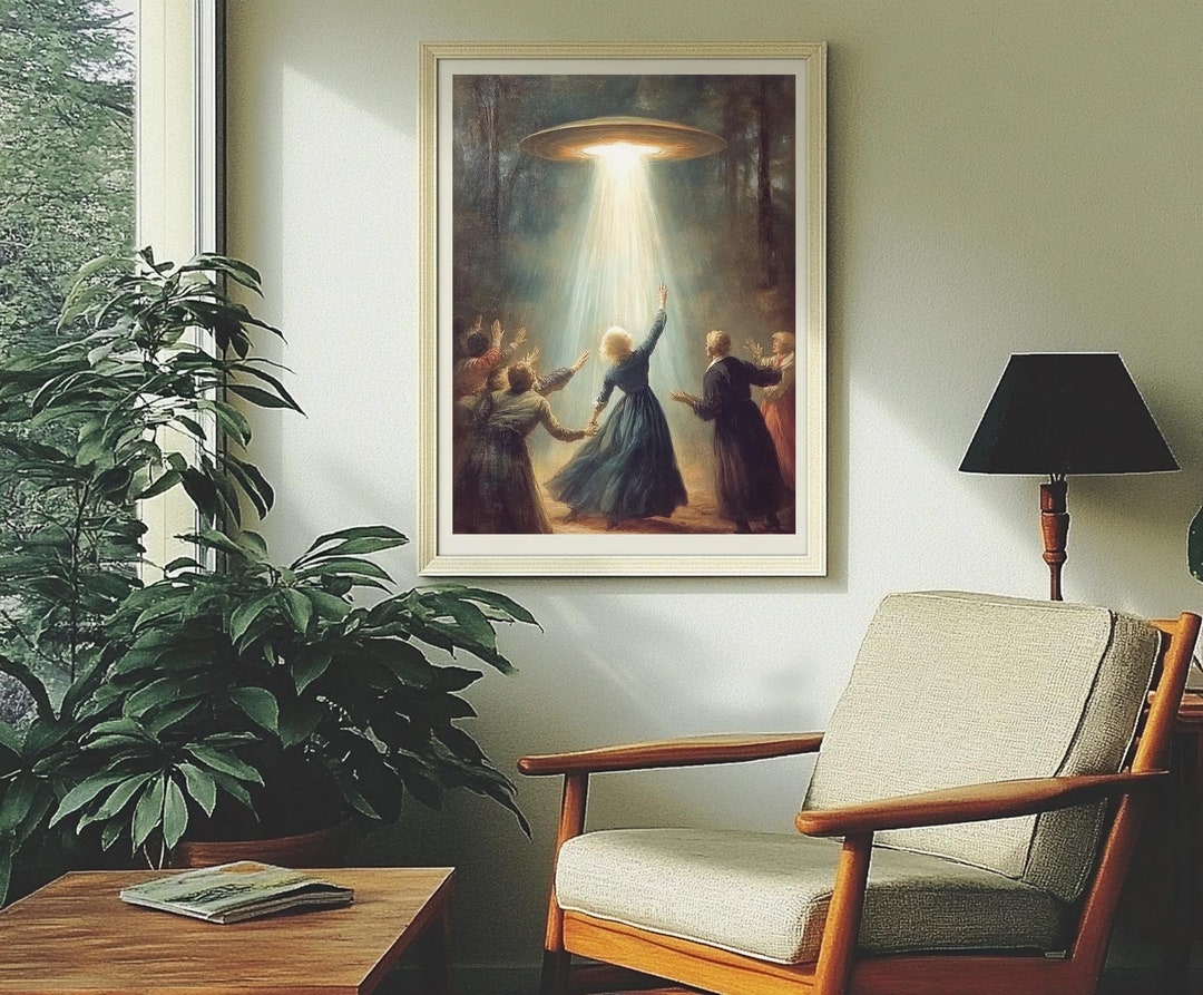 First Contact Oil Painting Poster Vintage UFO Print Victorian Art ...