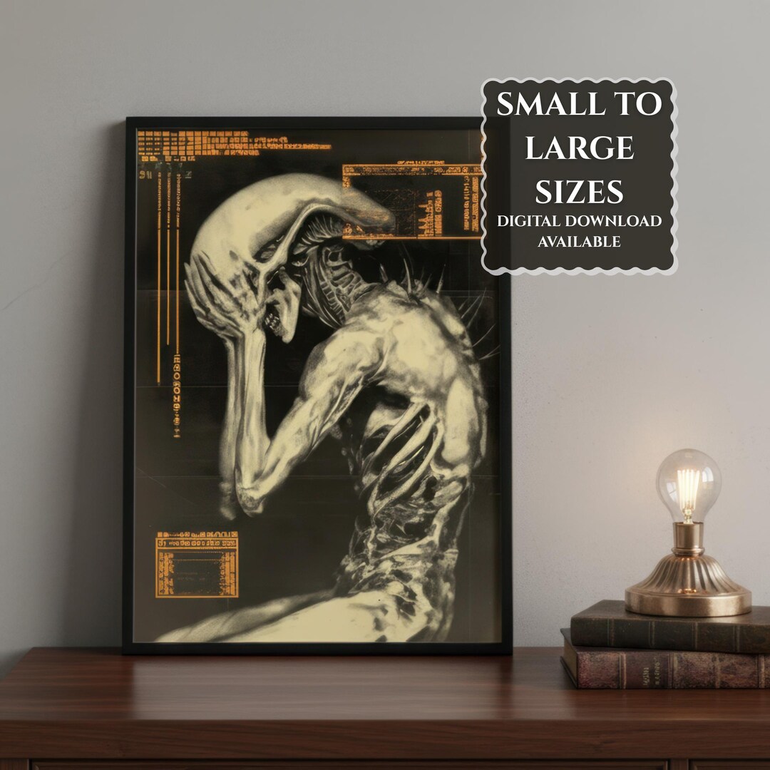 Signal Lost – Amber Console Alien Print, Retro UFO Tech Poster ...
