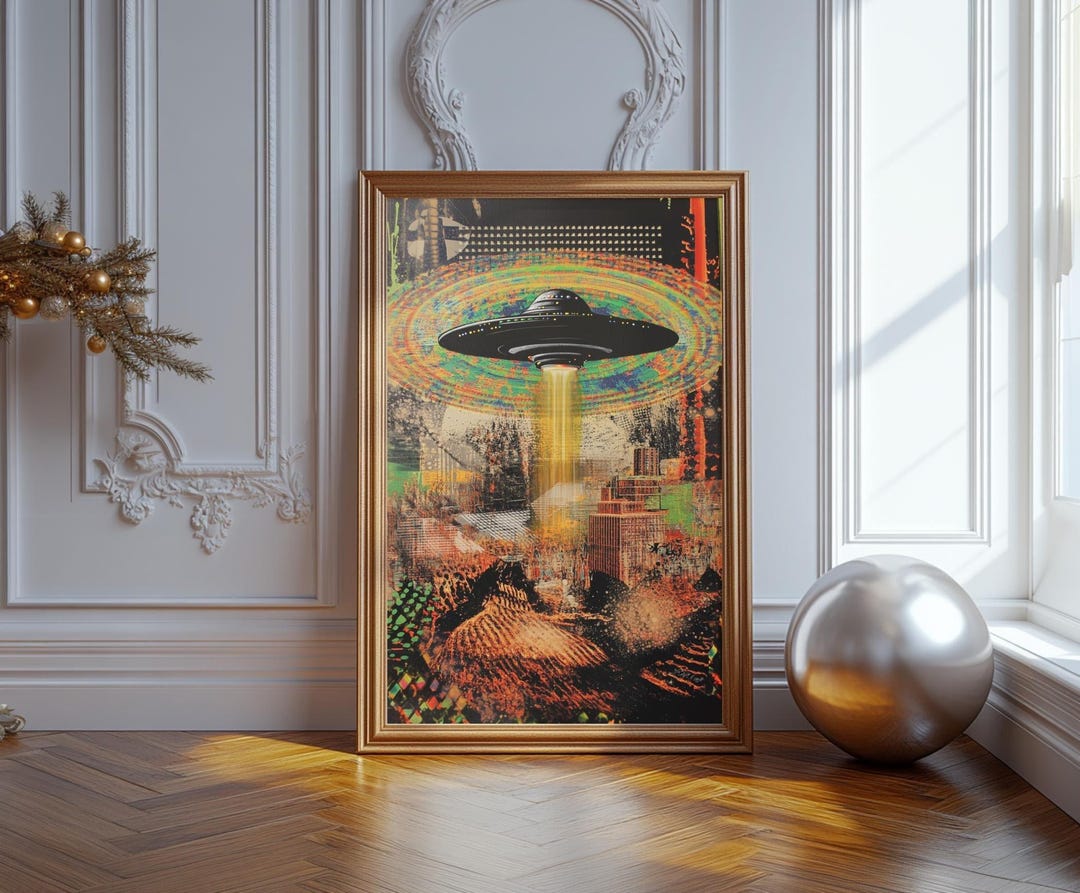 Trippy Psychedelic UFO Poster | Ufo Glitch Art | Ufo Print | Flying ...
