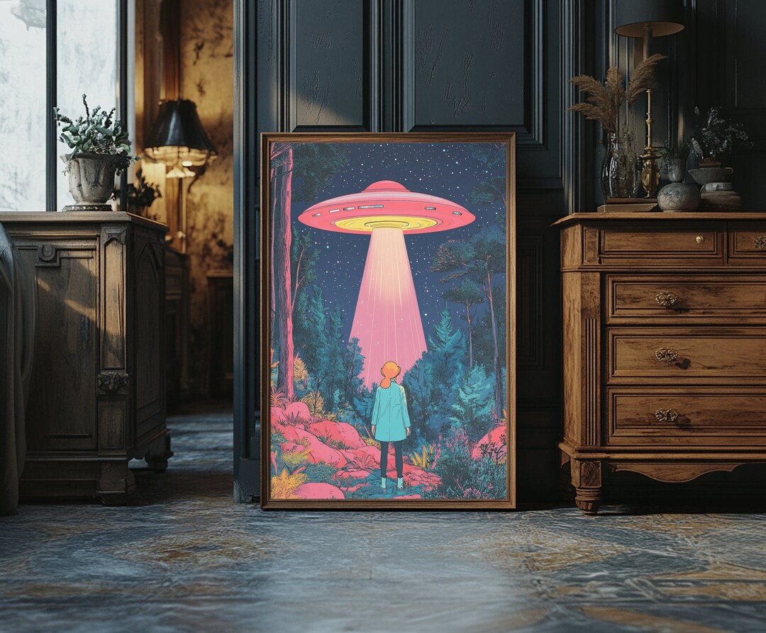 First Contact Poster Print Vibrant Alien Print Pastel Coloring Vibrant ...