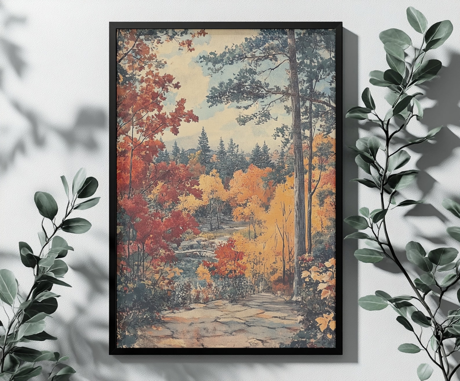 Vintage Fall Foliage Poster Fall Wall Decor Retro Fall Print Fall Wall ...