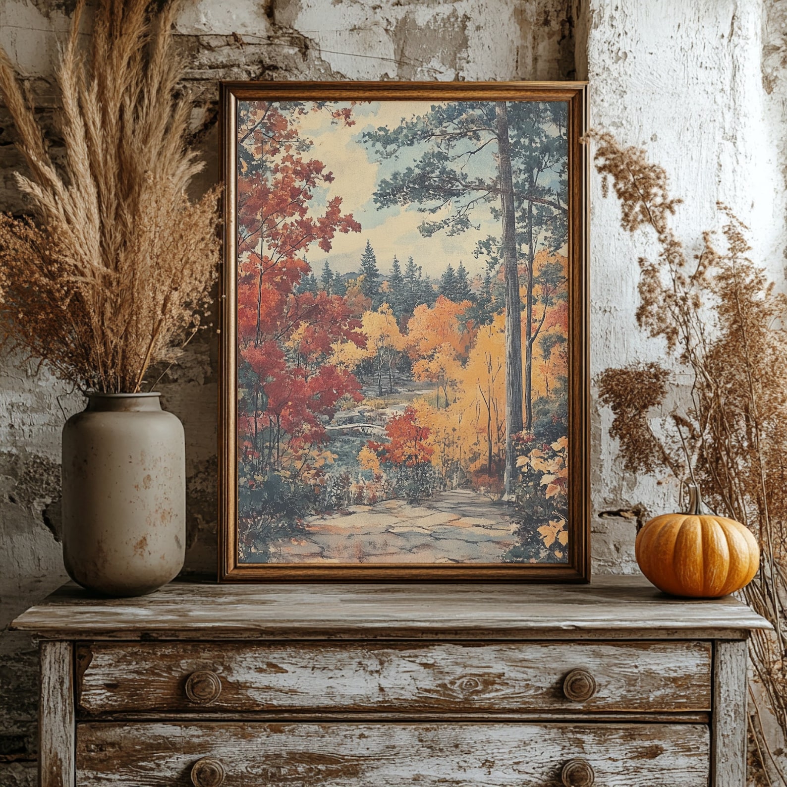 Vintage Fall Foliage Poster Fall Wall Decor Retro Fall Print Fall Wall ...