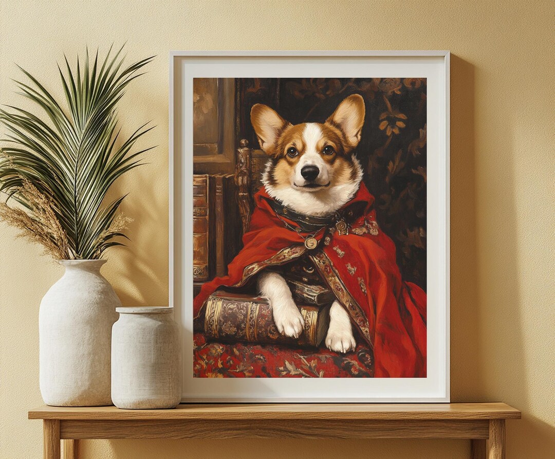 Corgi Wizard Portrait - Fantasy Dog Wall Art - Renaissance Pet Painting ...