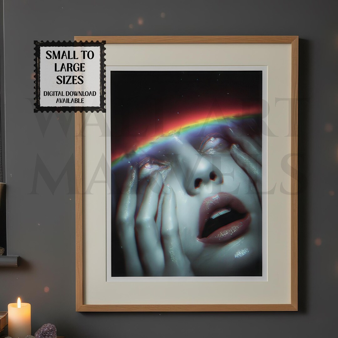 Surreal Cosmic Dreamscape Portrait Print - Trippy Psychedelic Face Wall ...