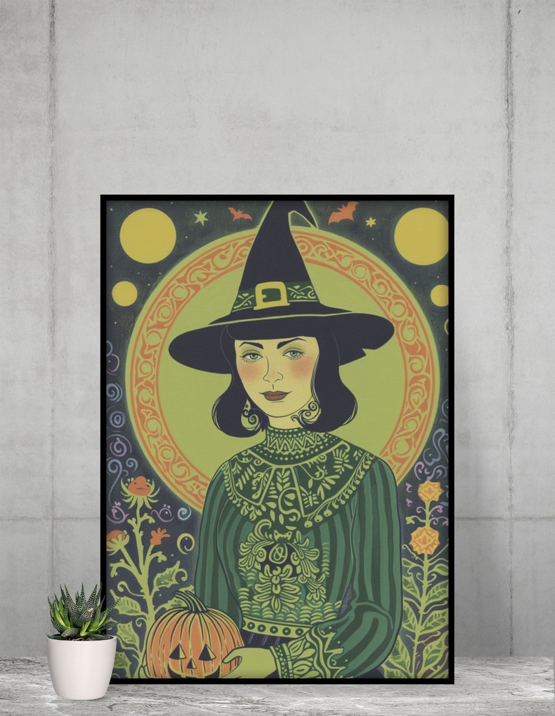 Vintage Witch Poster Retro Folk Art Inspired Halloween Vintage ...