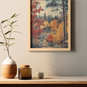 Vintage Fall Foliage Poster Fall Wall Decor Retro Fall Print Fall Wall ...