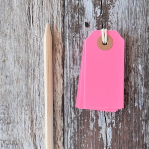 Vibrant Neon Pink Blank Tags for DIY Crafts, Luggage Labels, Parties ...