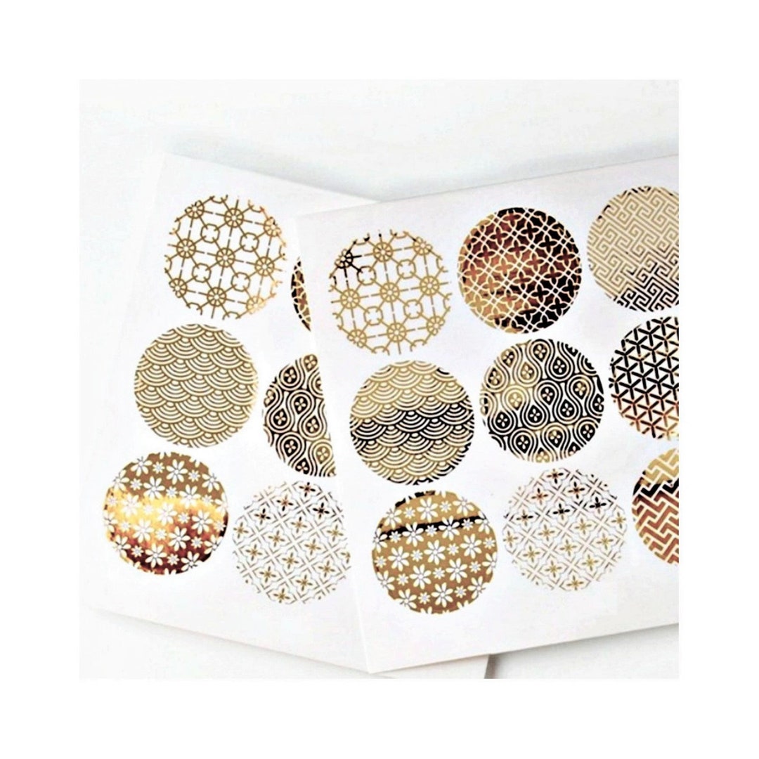 Sparkly Gold Seals 36/45/90 Gold Clear Foil Seals Japanese Print Seals ...