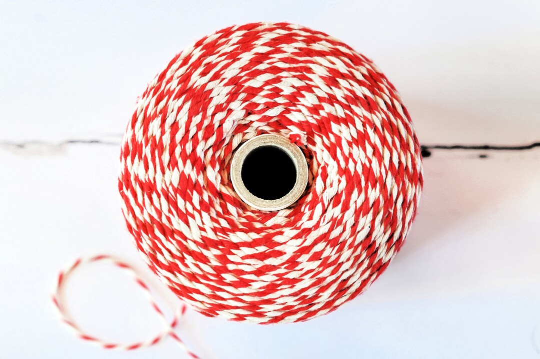 Chunky Bakers Twine 24ply Red Ecru Stripe Cotton Twine Red - Etsy