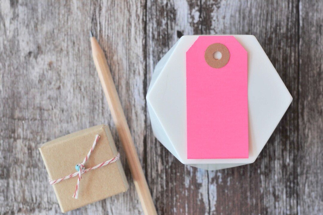 Neon Pink Parcel Tags 10 Blank DIY Parcel Tags New Baby Girl Etsy Craft ...