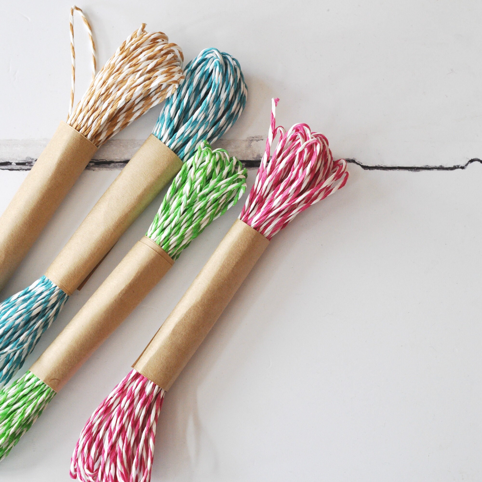 Striped Paper Twine 10m Recycled Paper Twine Pink Green | Etsy