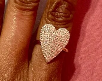 14K Gold Half Enamel Half Pave Ring, Color Pave Ring, Gift for Her ...