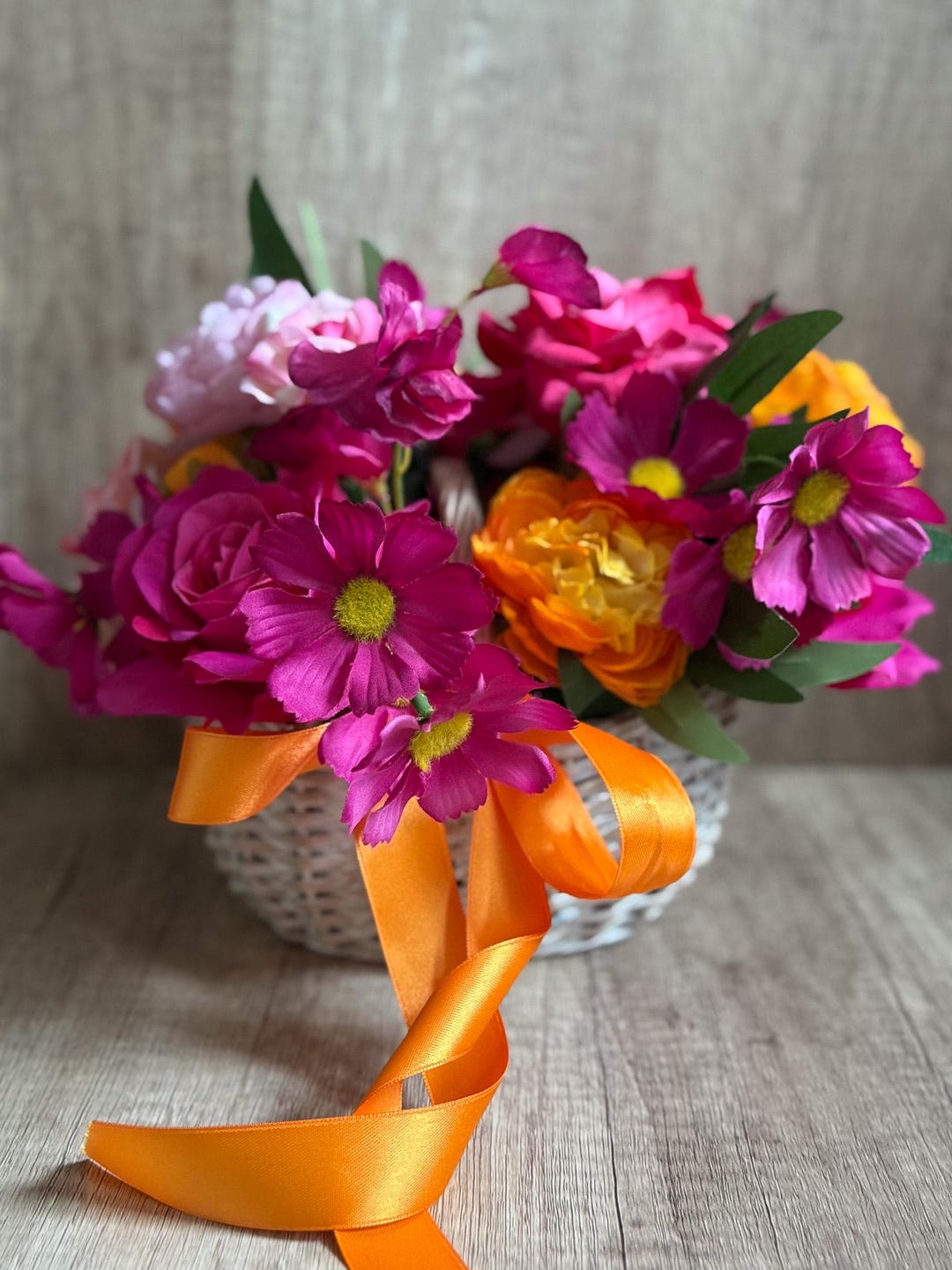 Wildflower Basket Bouquet | Wedding Flower Baskets | Bridesmaid Bouquet ...