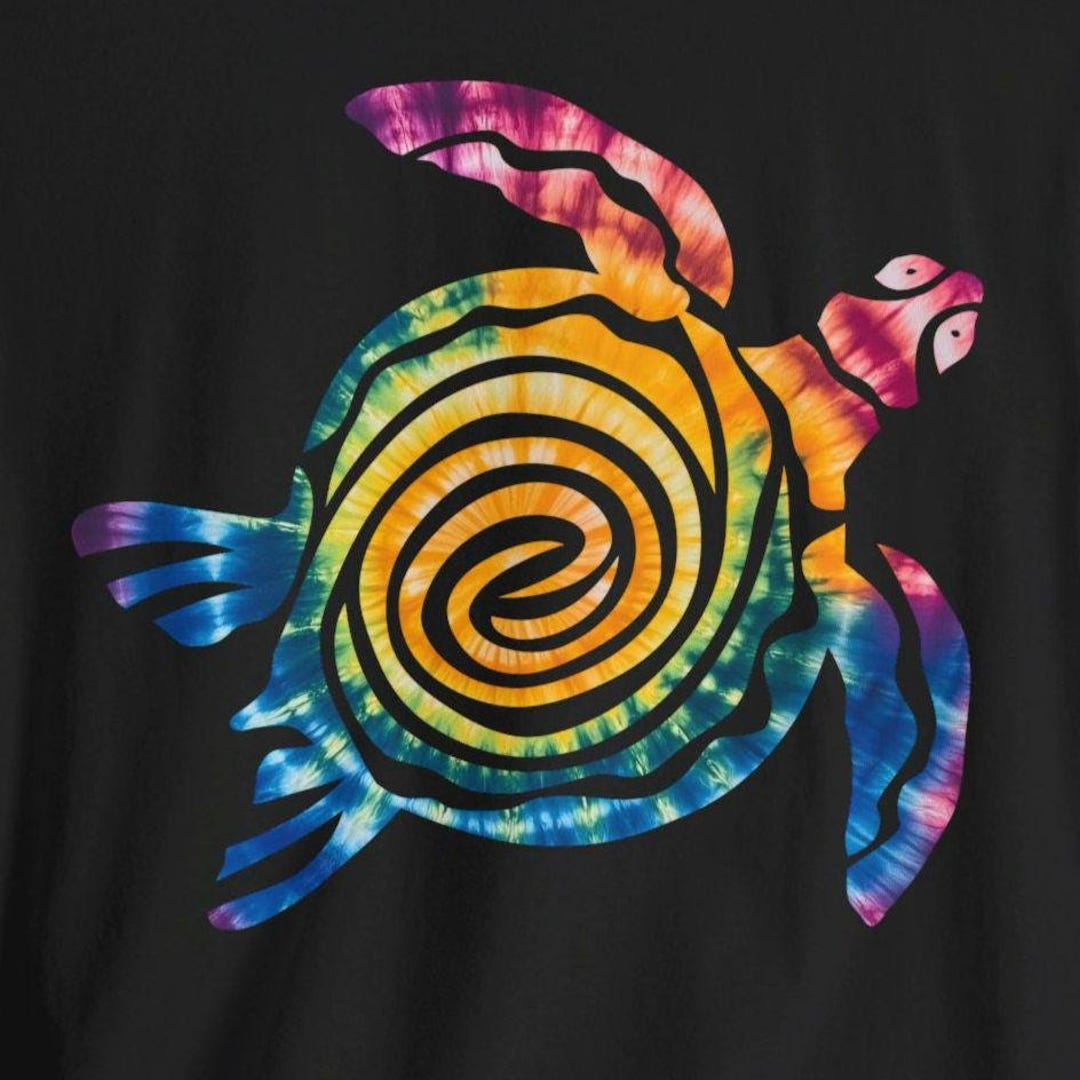 Tie Dye Sea Turtle Cut Out Classic Cotton Unisex Jersey Tee Shirt ...