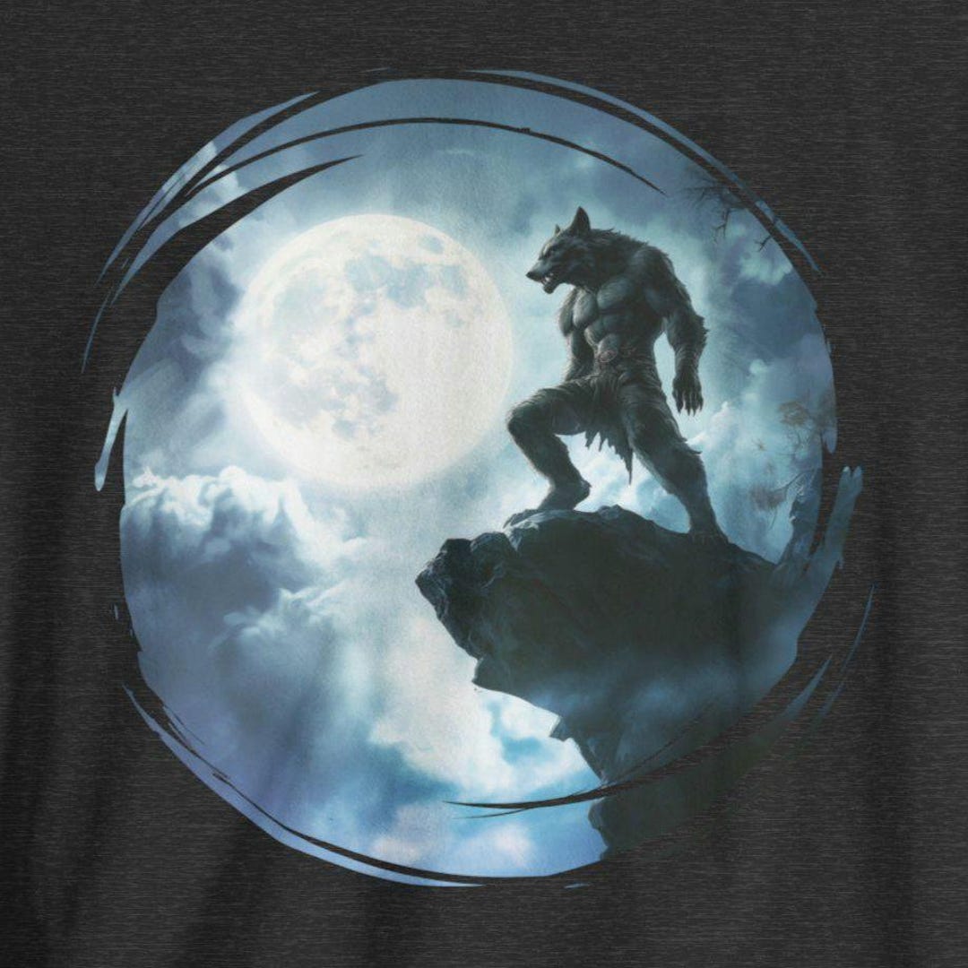 Werewolf Moon Spiral Cut Out Cotton Unisex Jersey Tee Shirt, Framed - Etsy