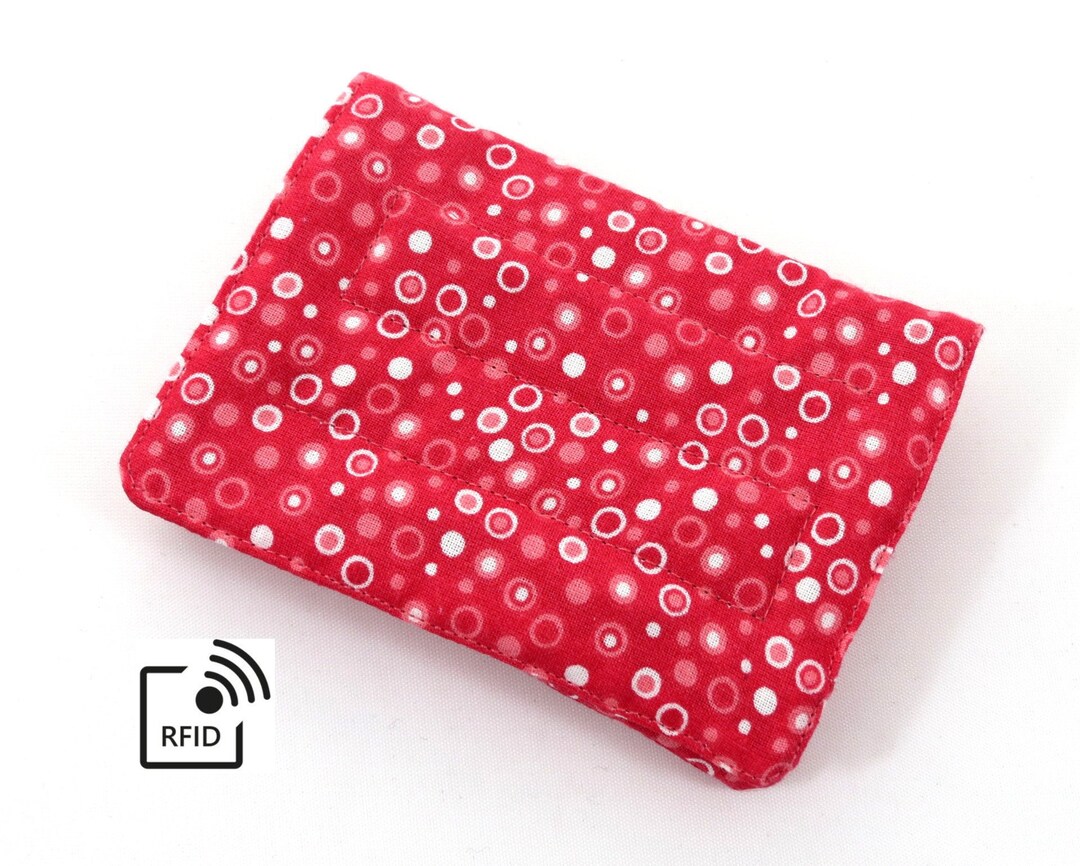RFID Mini Wallet - Pink Dots (with Credit Card Slots and Zipper Coin ...