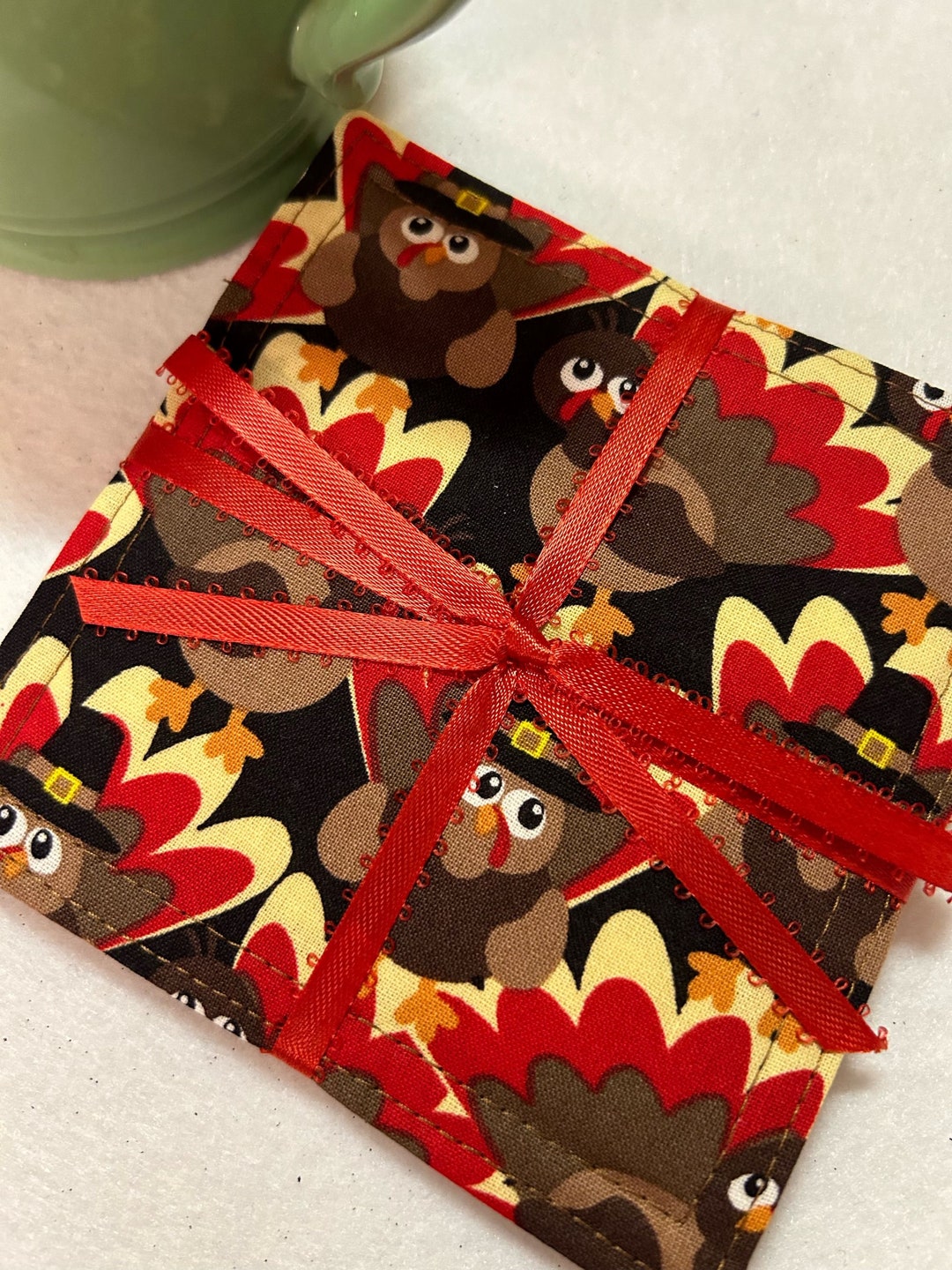 Coasters, Set of 4, TURKEYS, Fabric Coasters, Handmade, Hostess Gift - Etsy