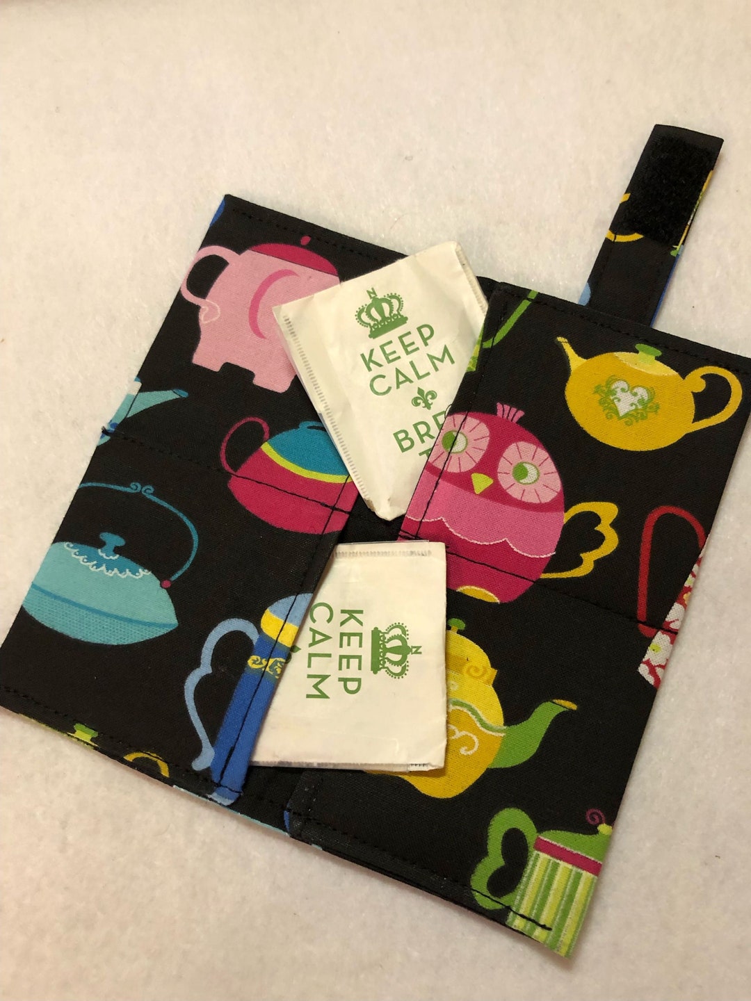 Tea Bag Wallet, TEAPOTS, Four Pockets, Handmade, , Holds Tea ...