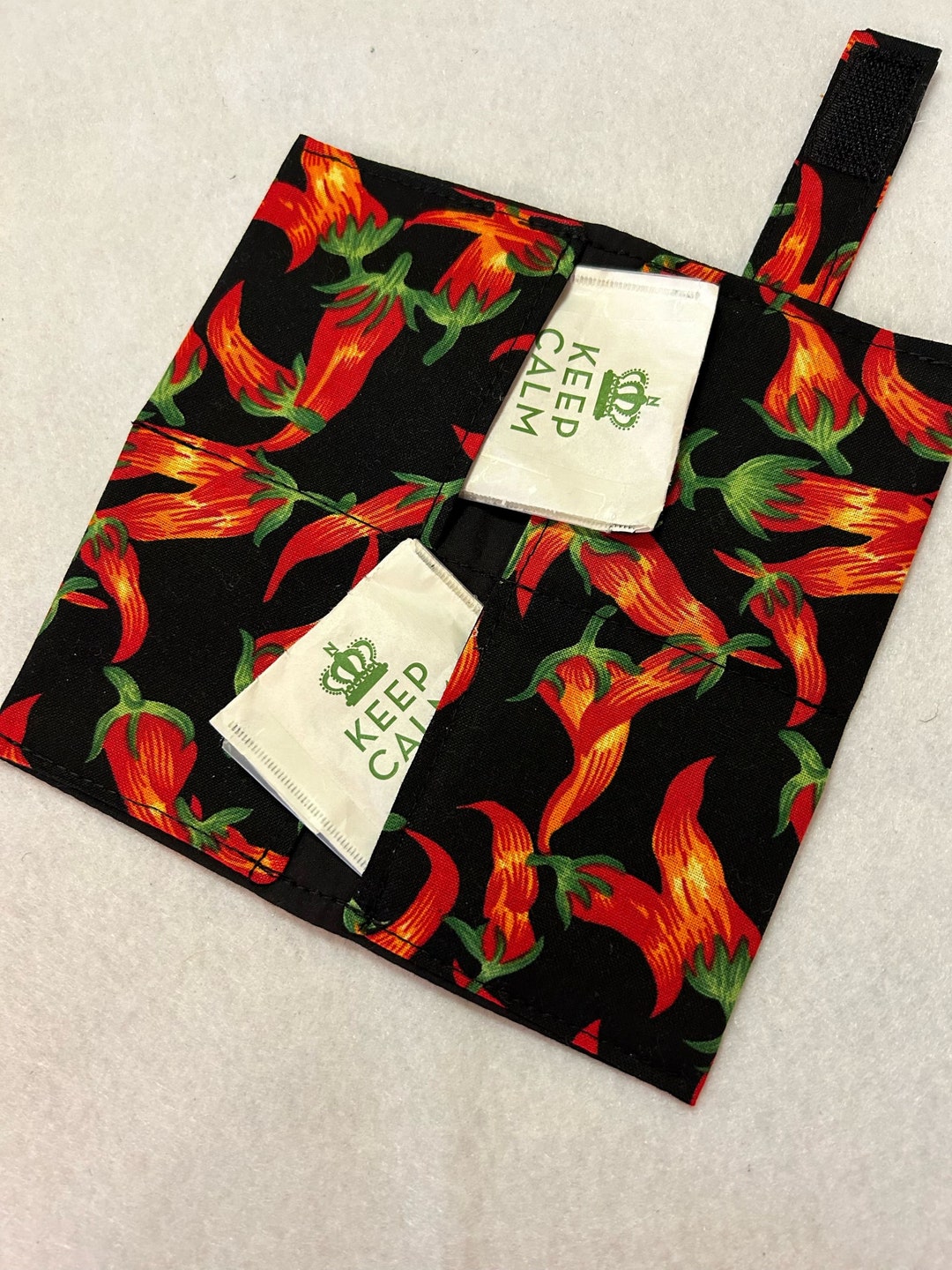 Tea Bag Wallet, RED CHILI PEPPERS, Four Pockets, Handmade, Holds Tea ...